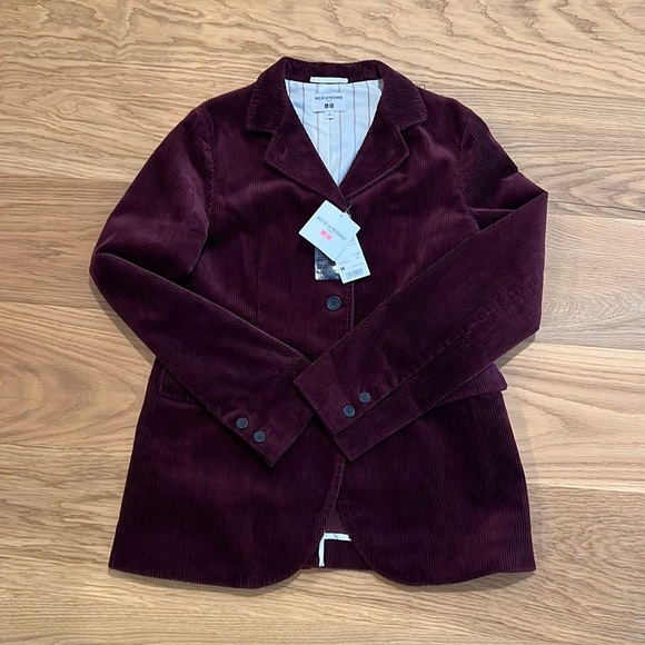 Uniqlo | Jackets & Coats | Uniqlo Ines De La Fressange Corduroy Jacket Wine Burgundy Color Size ...